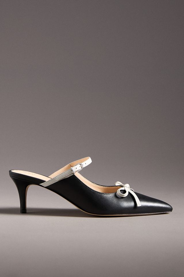 Maeve Bow Kitten-Heel Mules | Anthropologie