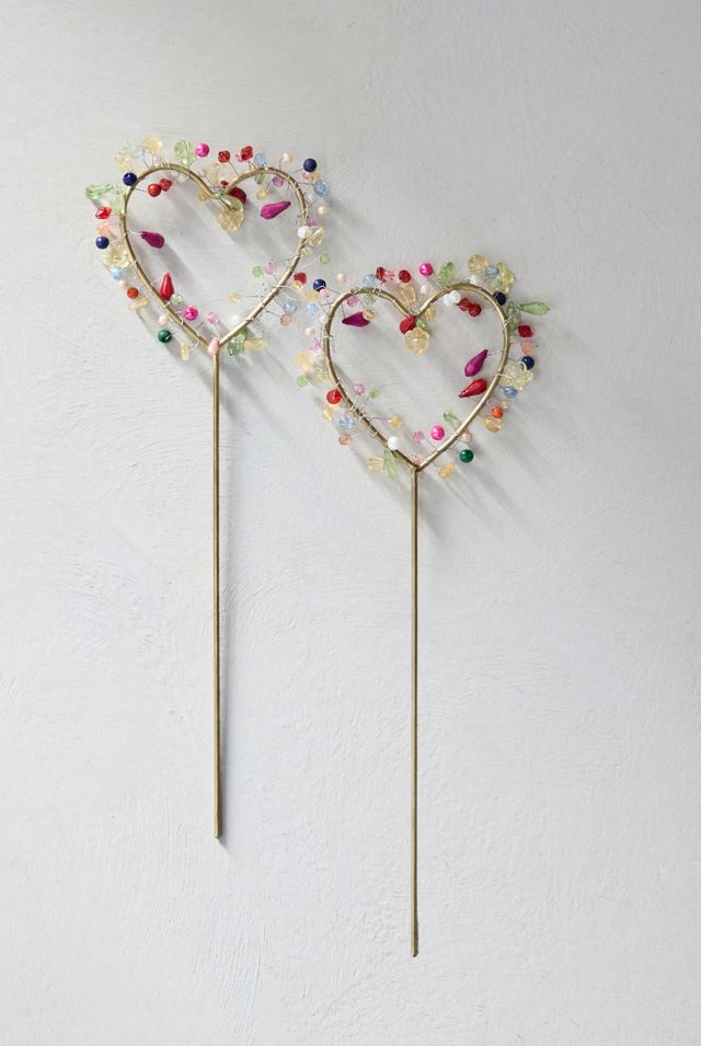 Confetti Heart Mini Iron Stakes, Set of 2 | Terrain