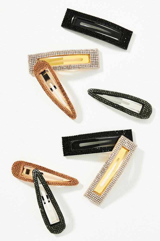 Large Crystal Snap Hair Clips, Set of 6 | Anthropologie