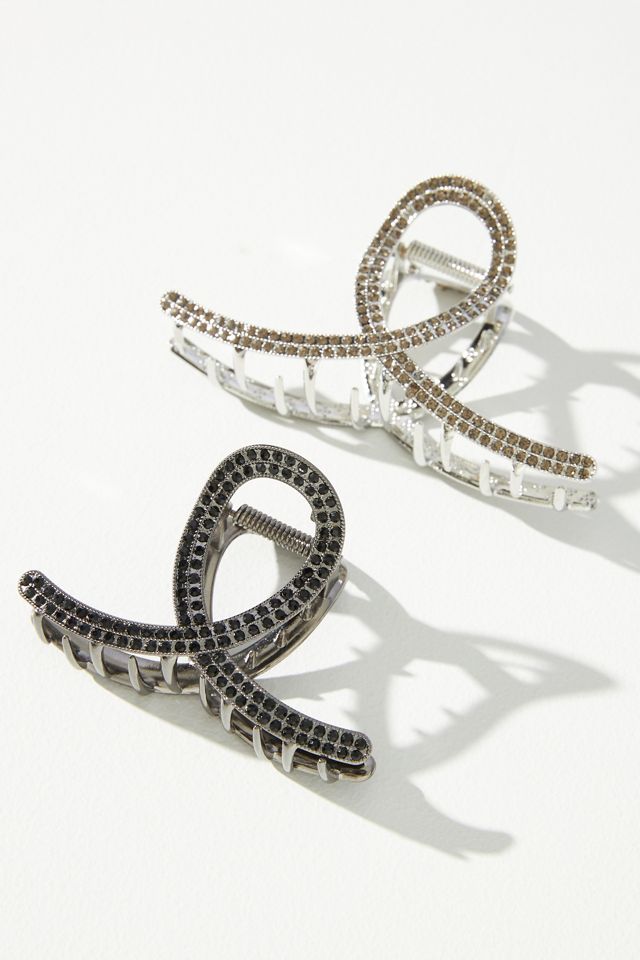 Pavé Loop Squiggle Hair Claw Clips, Set of 2 | Anthropologie