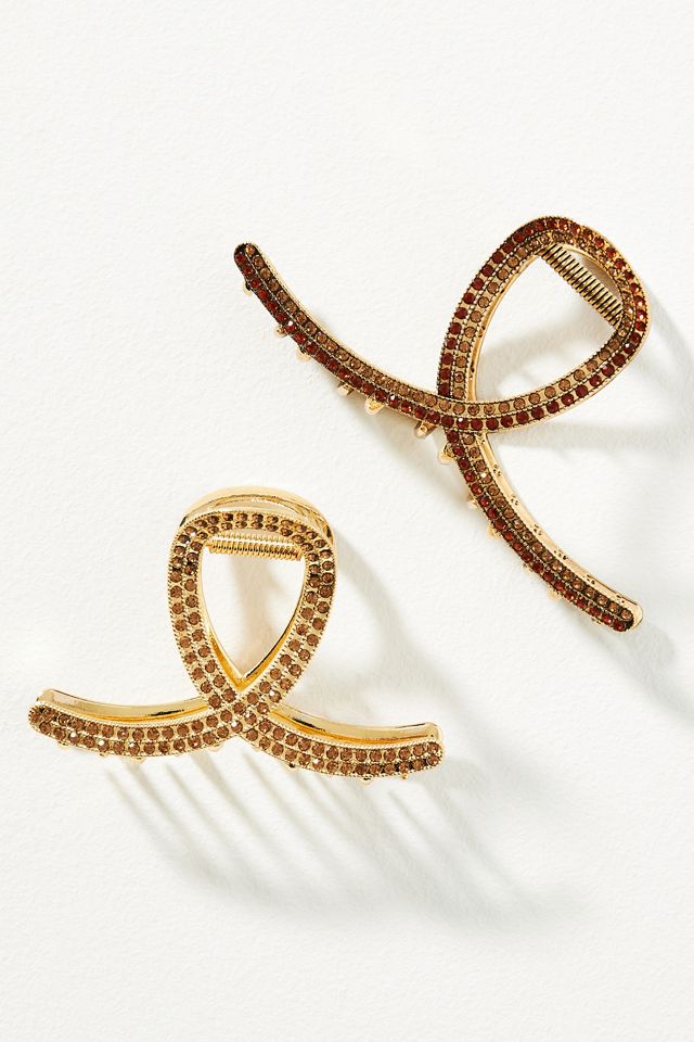 Pavé Loop Squiggle Hair Claw Clips, Set of 2 | Anthropologie