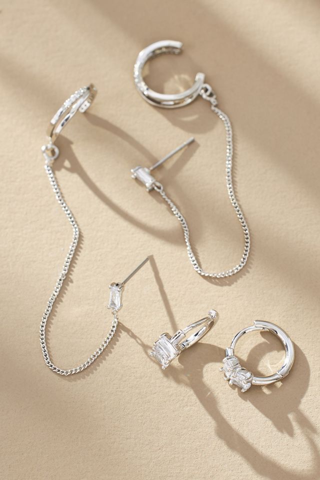 Chain Huggie Hoop Earrings, Set of 2 | Anthropologie