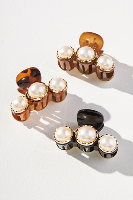 Small Pearl Hair Claw Clips, Set of 3 | Anthropologie