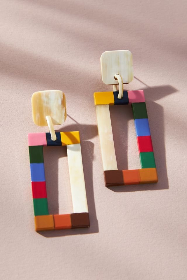 Sunshine Tienda Colorblock Open Rectangle Earrings | Anthropologie