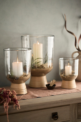 Glass + Rattan Footed Hurricane | AnthroLiving