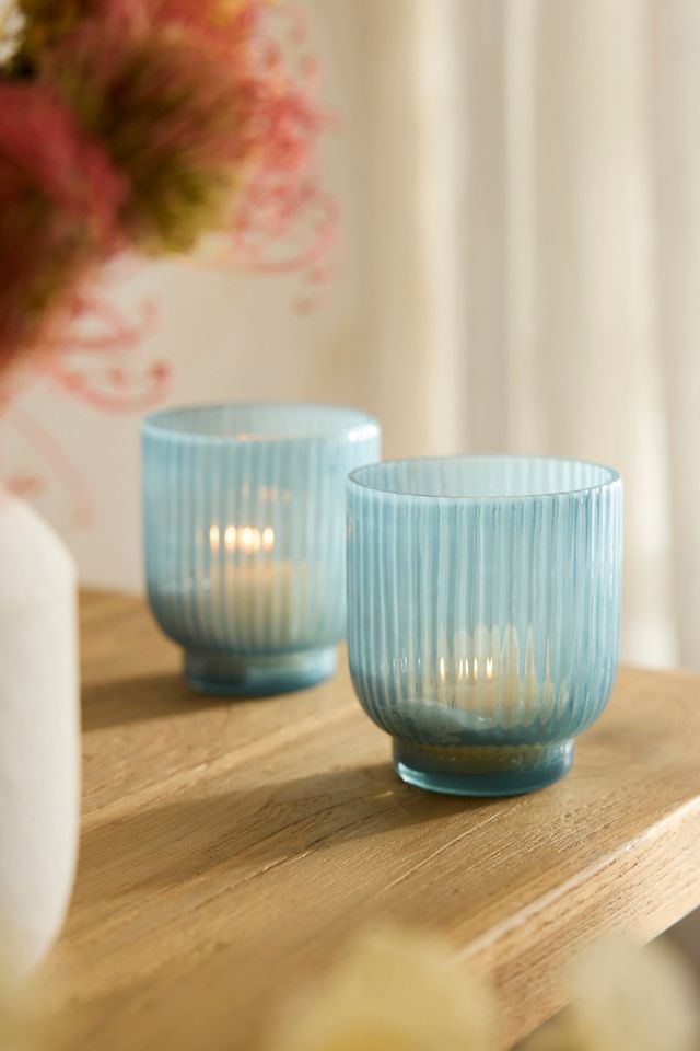Textured Glass Votives, Set of 2 | Terrain