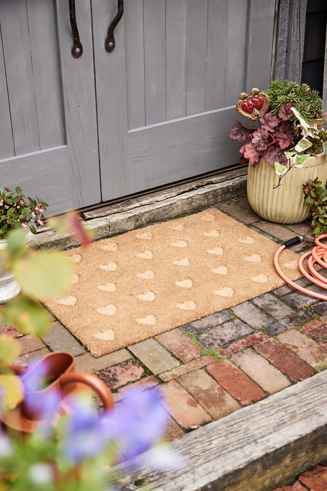 Embossed Hearts Coir Doormat | Terrain
