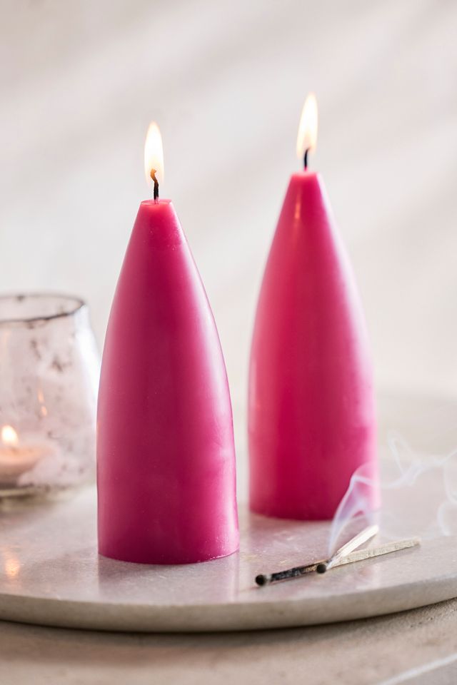 Cone Pillar Candles, Set of 2 | Anthropologie