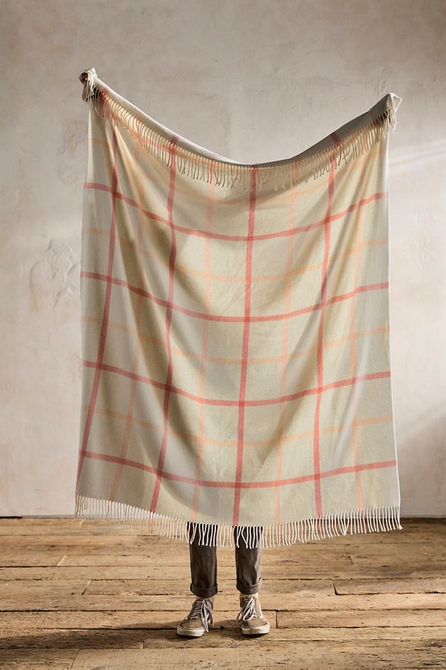 Rosy Plaid Fringe Throw | Terrain