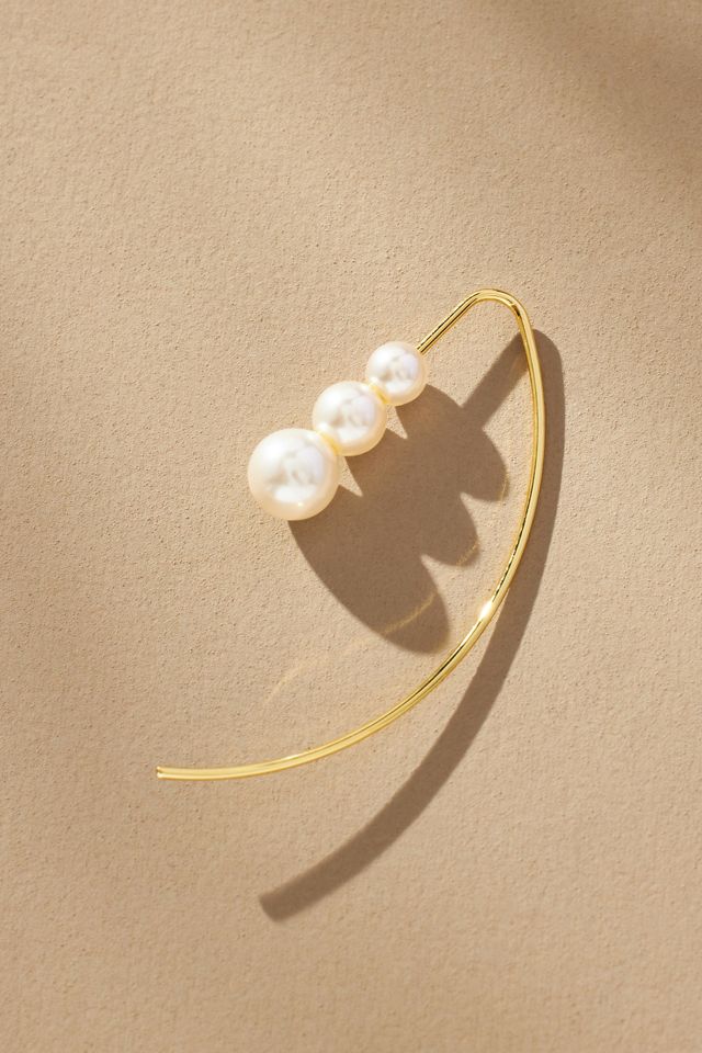 Triple Mixed Pearl Threader Earrings | Anthropologie