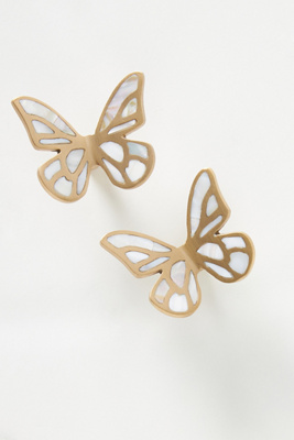 Delia Mother-of-Pearl Butterfly Door Knobs, Set of 2 | Anthropologie UK