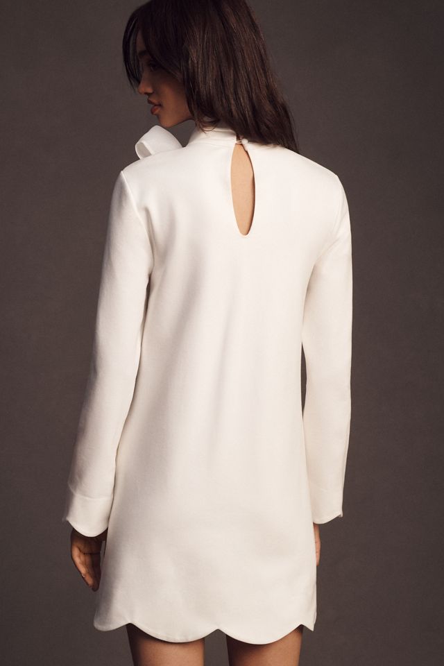 Bhldn Kaia Long Sleeve Cutout Tie Neck Mini Dress Anthropologie