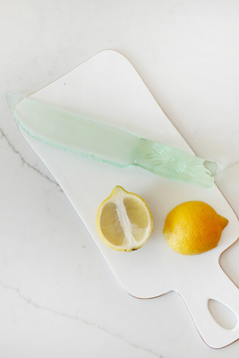 Old Flame Candle Co. Vintage Uranium Glass Cake + Pie Knife | Anthropologie