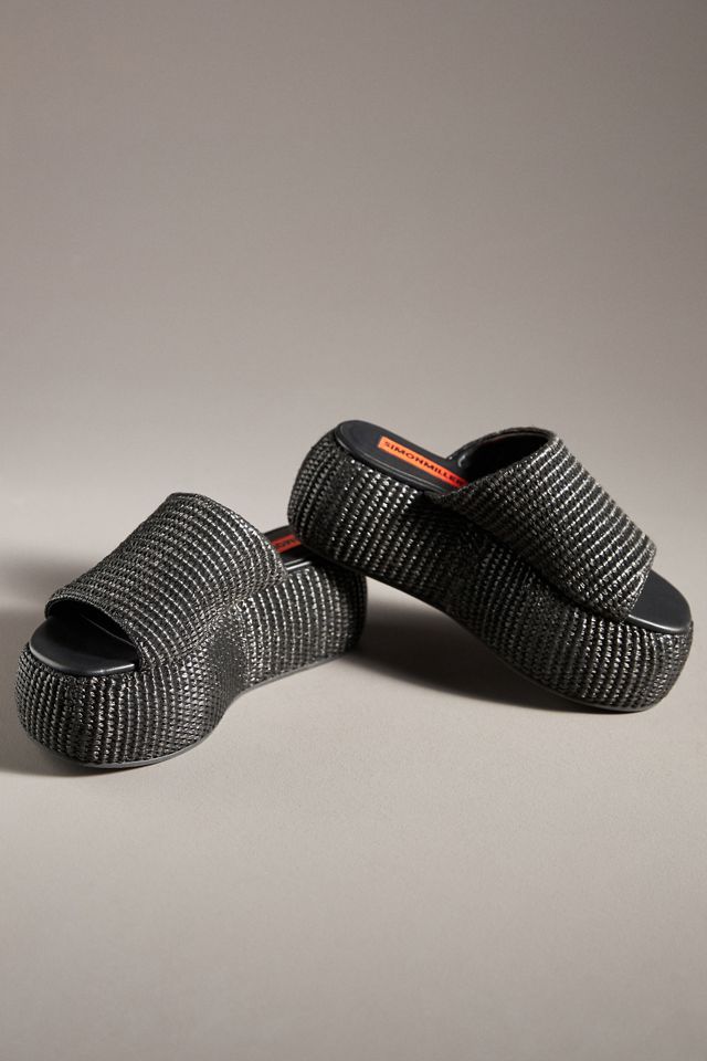 SIMONMILLER Cloudy Raffia Platform Slide Sandals | Anthropologie