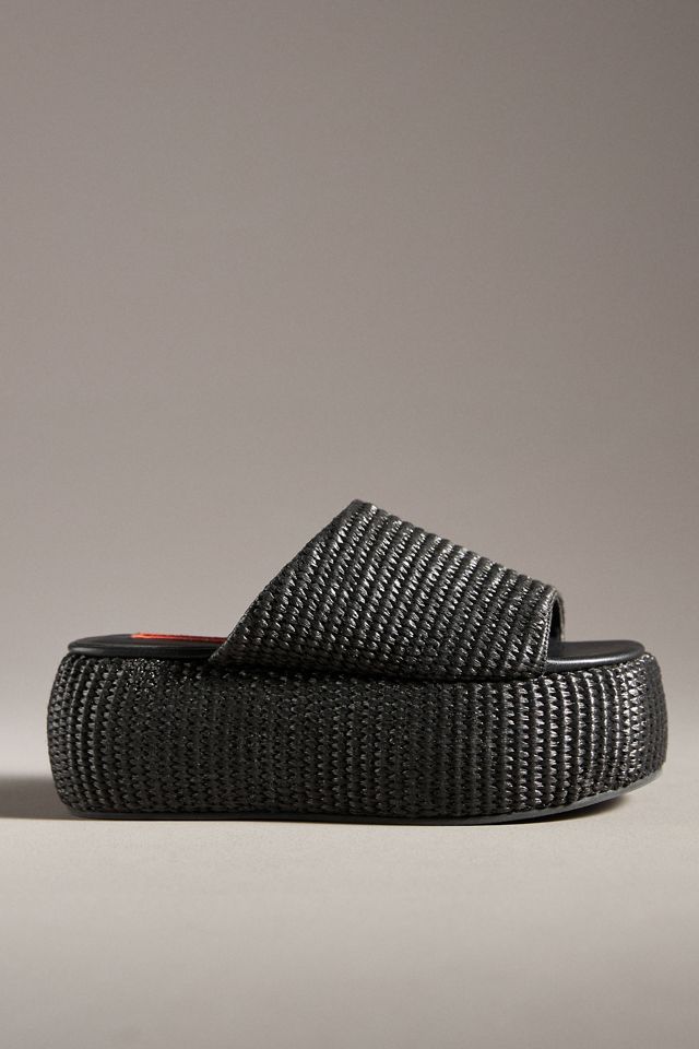 SIMONMILLER Cloudy Raffia Platform Slide Sandals | Anthropologie