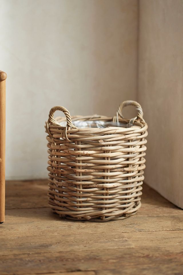 Rattan Cylinder Basket Planter | AnthroHome