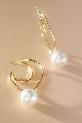 Shashi Barcelona Pearl Hoop Earrings | Anthropologie