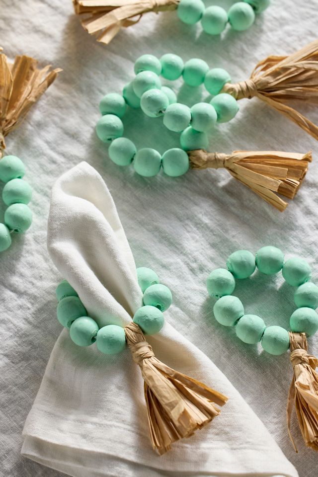 Wooden Bead Napkin Rings, Set of 6 | Terrain