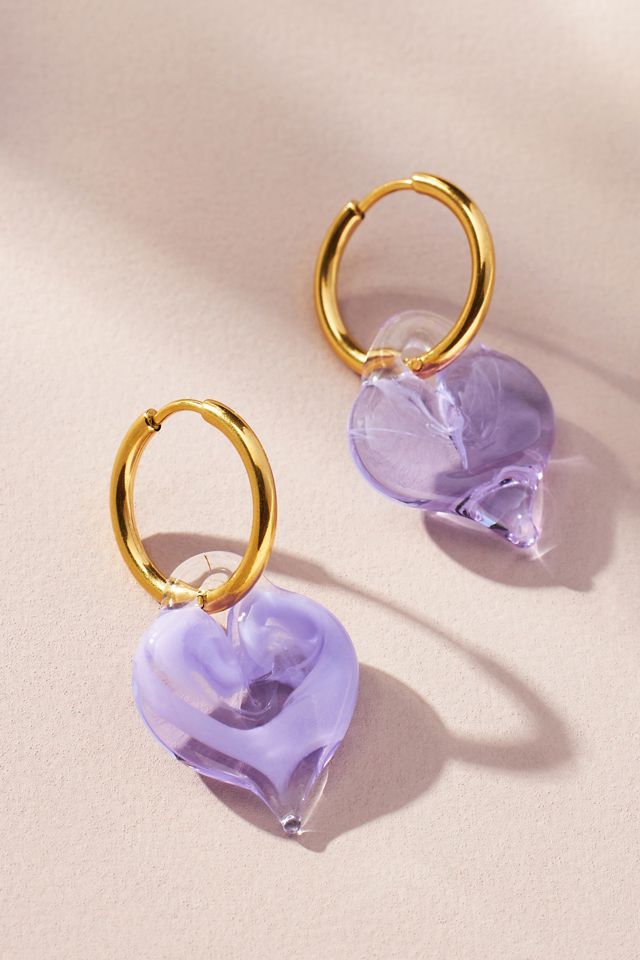 Levens Jewels Heart of Glass Hoop Earrings | Anthropologie