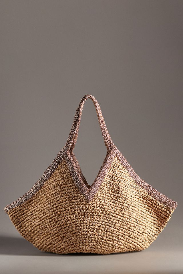 Tipped Angular Straw Tote Bag | Anthropologie