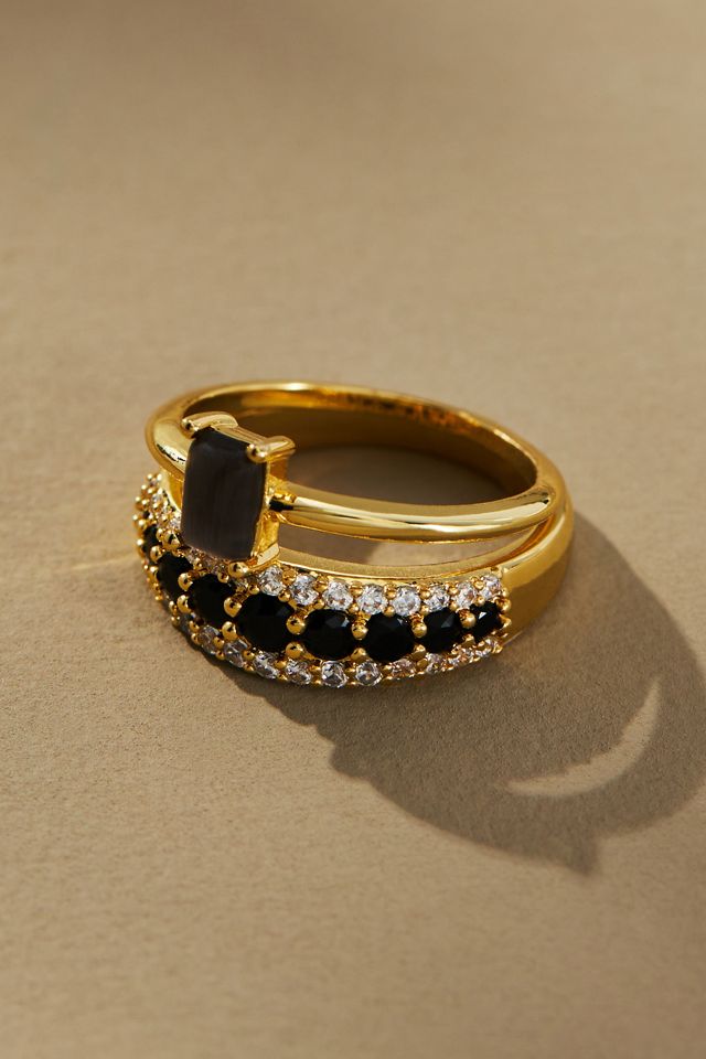 Crystal Stacking Rings, Set of 2 | Anthropologie