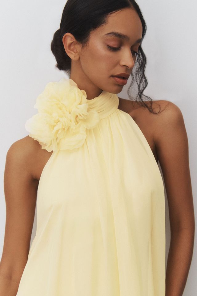Halston Ginnie Mock-Neck Rosette Gown | Anthropologie