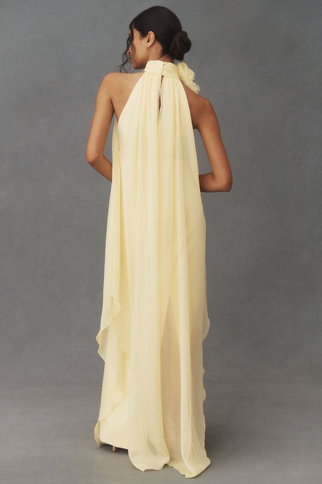 Halston Ginnie Mock-Neck Rosette Gown | Anthropologie