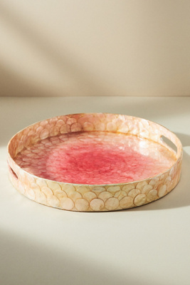 Large Round Capiz Decorative Tray | AnthroLiving