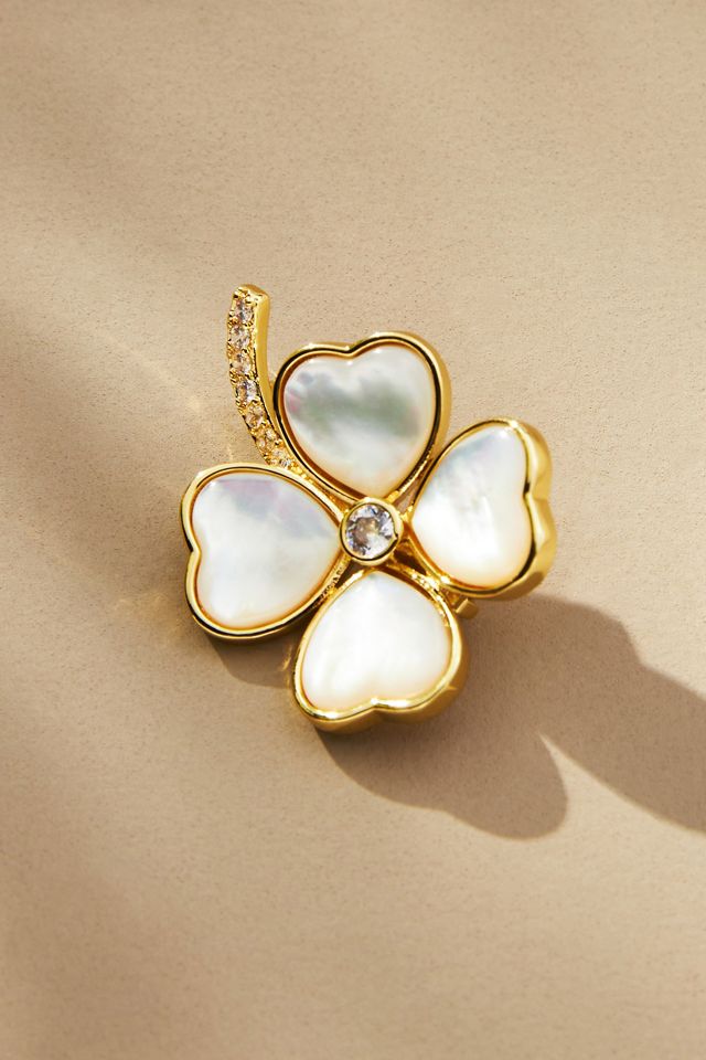 Mother-of-Pearl Four-Leaf Clover Brooch | Anthropologie