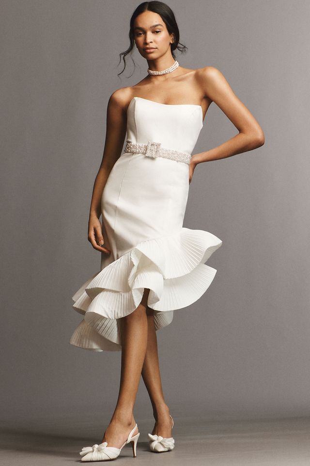 Bhldn Flamenco Hem Asymmetrical Midi Dress Anthropologie