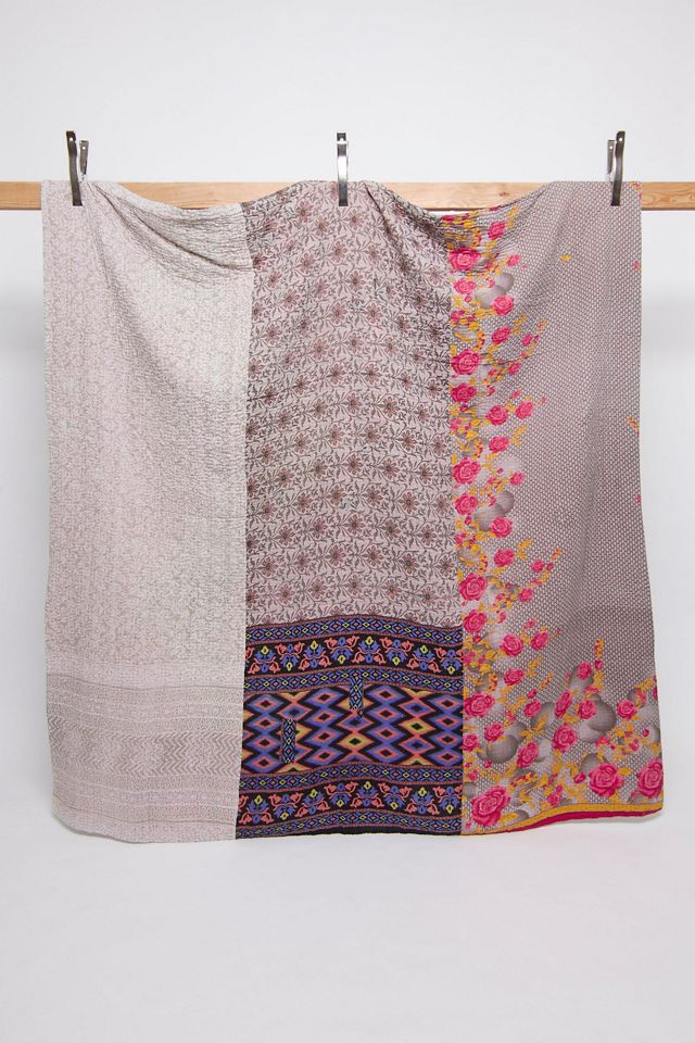 Anchal Queen Vintage Kantha Quilt No. Q230603 | AnthroLiving