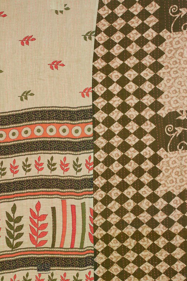Anchal Queen Vintage Kantha Quilt No. Q230617 | AnthroLiving