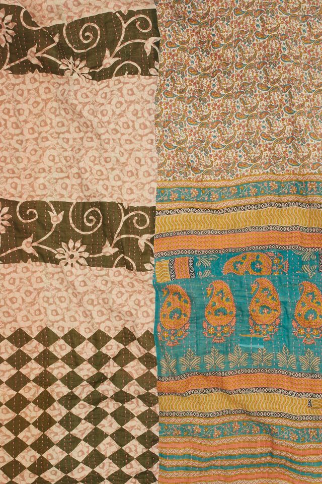 Anchal Queen Vintage Kantha Quilt No. Q230617 | AnthroLiving