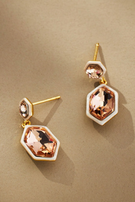 Colorblock Double-Gem Dangle Earrings | Anthropologie