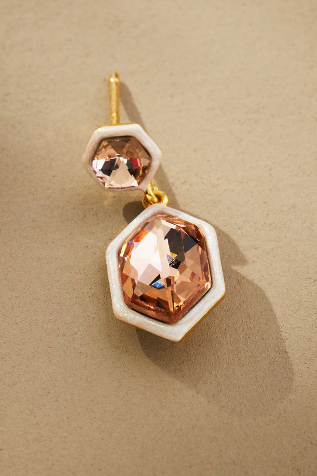 Colorblock Double-Gem Dangle Earrings | Anthropologie