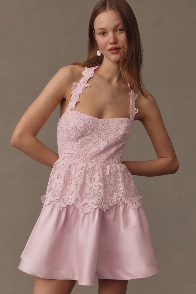 Bhldn Mari Sleeveless Tiered Lace Mini Dress Anthropologie