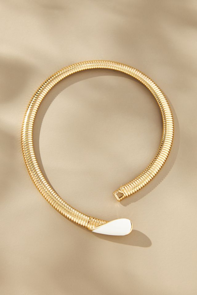 Enamel Ribbed Collar Necklace | Anthropologie