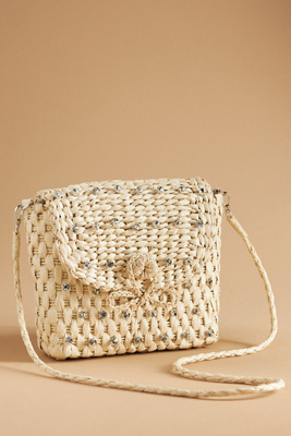 Embellished Straw Crossbody Bag | Anthropologie
