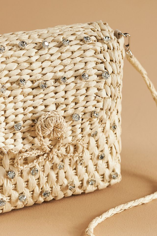 Embellished Straw Crossbody Bag | Anthropologie