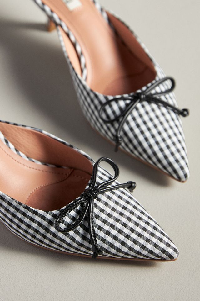 Bibi Lou Gingham Kitten-Heel Mules | Anthropologie