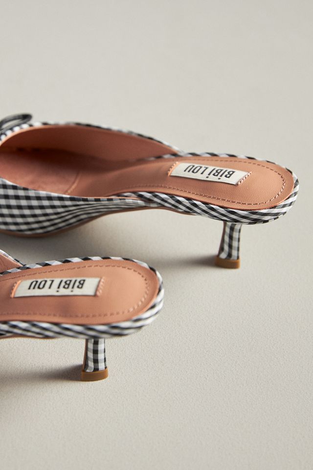 Bibi Lou Gingham Kitten-Heel Mules | Anthropologie
