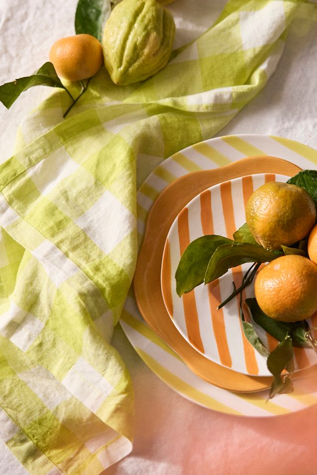Society of Wanderers Linen Napkins, Set of 4 Lemon Gingham | AnthroLiving