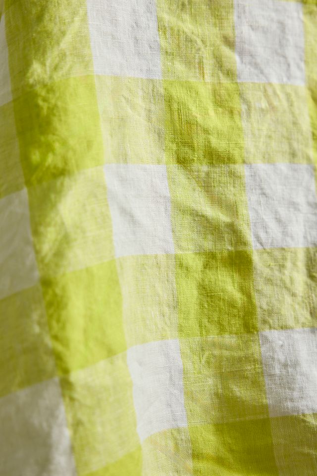 Society of Wanderers Linen Tablecloth, Lemon Gingham | Terrain
