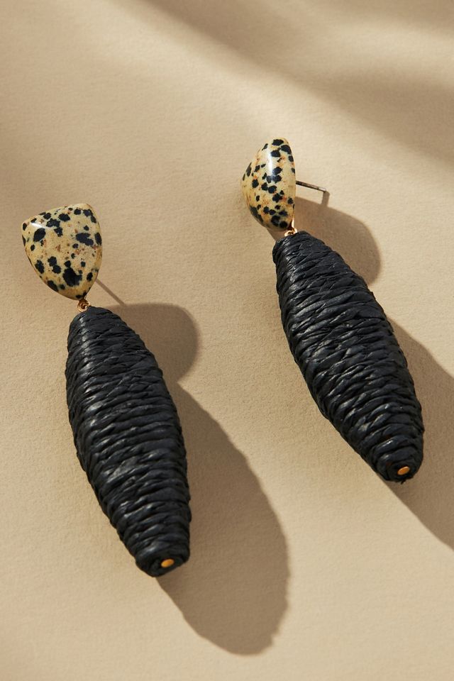 Raffia-Wrapped Drop Earrings | Anthropologie
