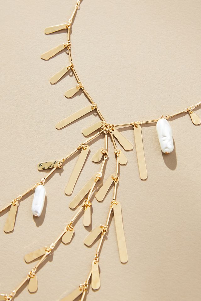 Boho Pearl Fringe Necklace | Anthropologie