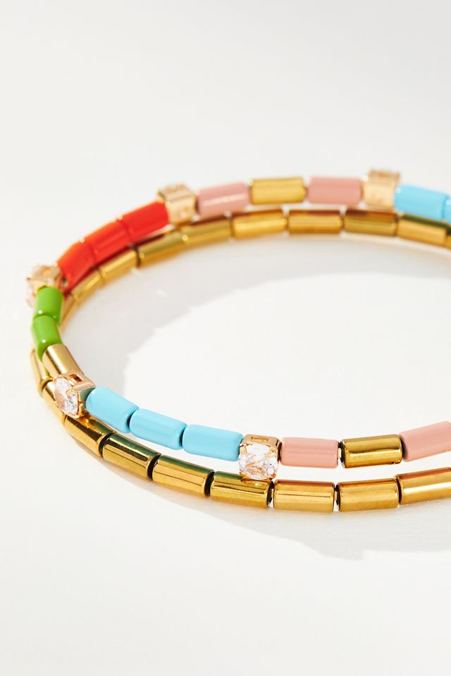 Pulsera en espiral con cuentas bañadas en oro | Anthropologie ES