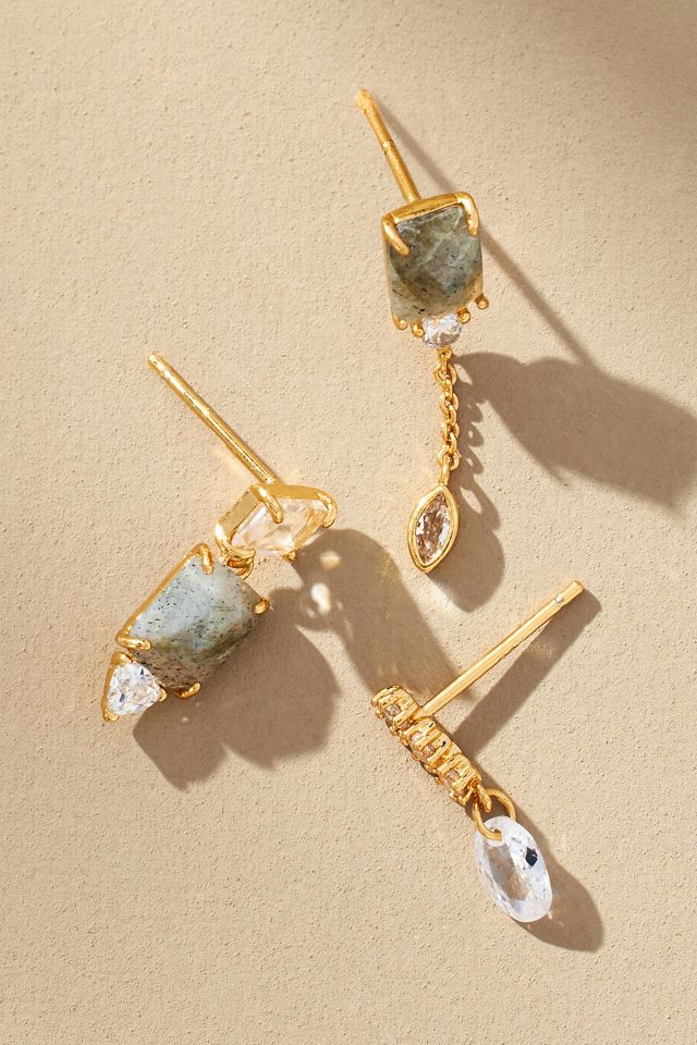 Delicate Gem Drop Earrings, Set of 3 | Anthropologie