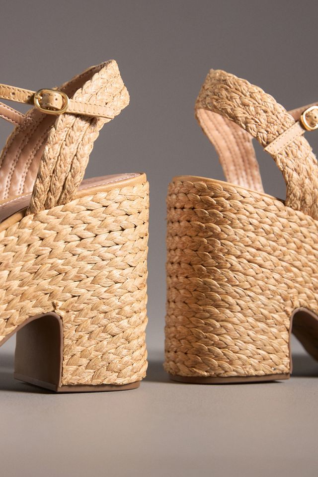 Vicenza Cross-Strap Raffia Platform Sandals | Anthropologie