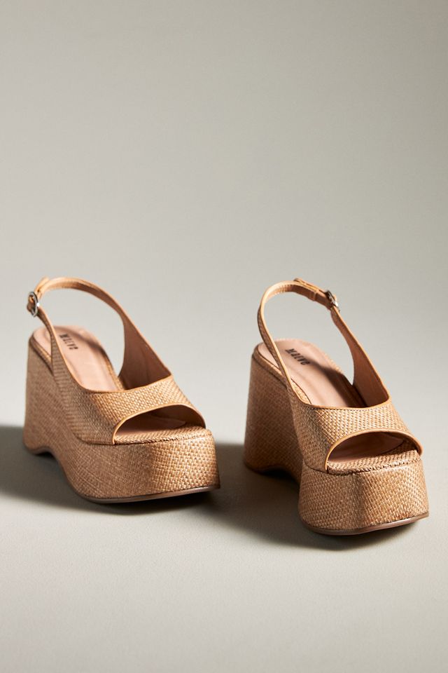 Maeve Raffia Slingback Heels | Anthropologie
