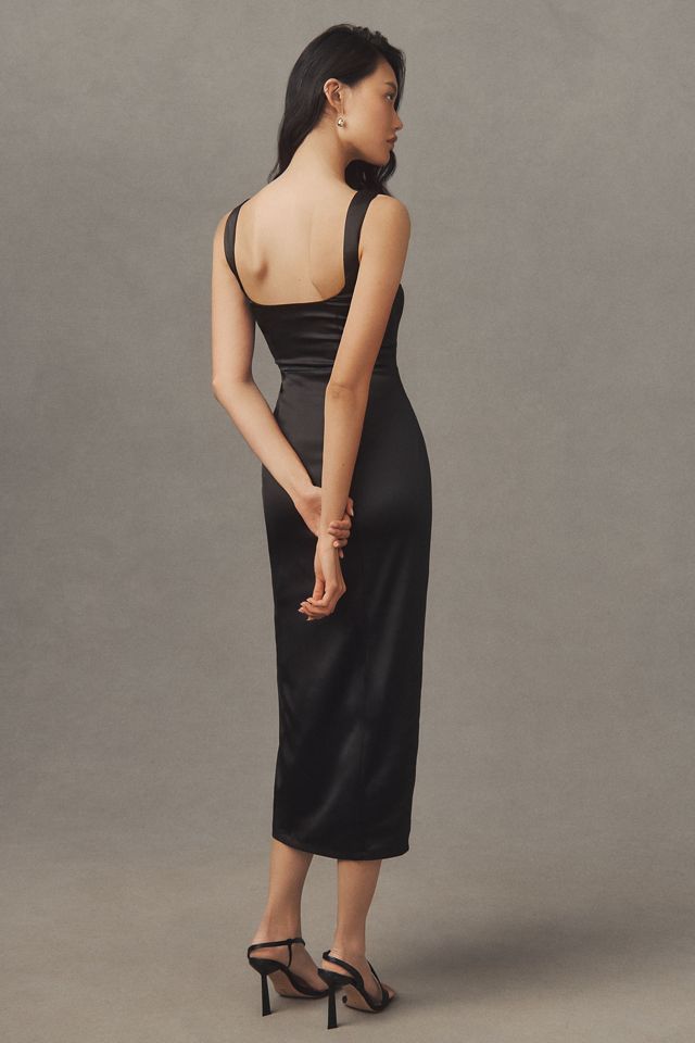 Bhldn Elliana Sleeveless Corset Satin Midi Dress Anthropologie